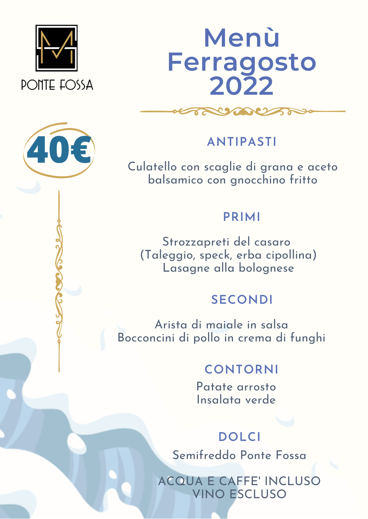 Menù di Ferragosto 2022 | Ristorante e Pizzeria Pontefossa